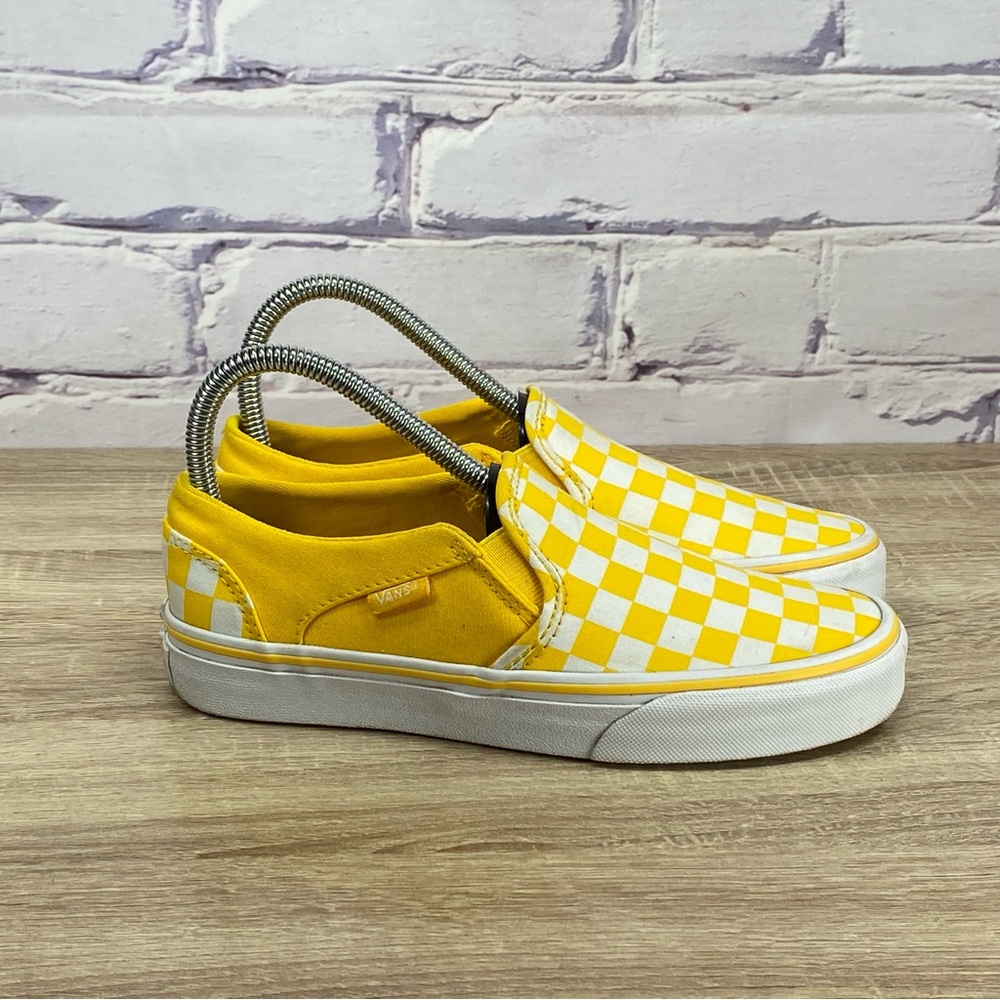 Vans Classic Yellow Checkerboard Slip On Shoes - Gem